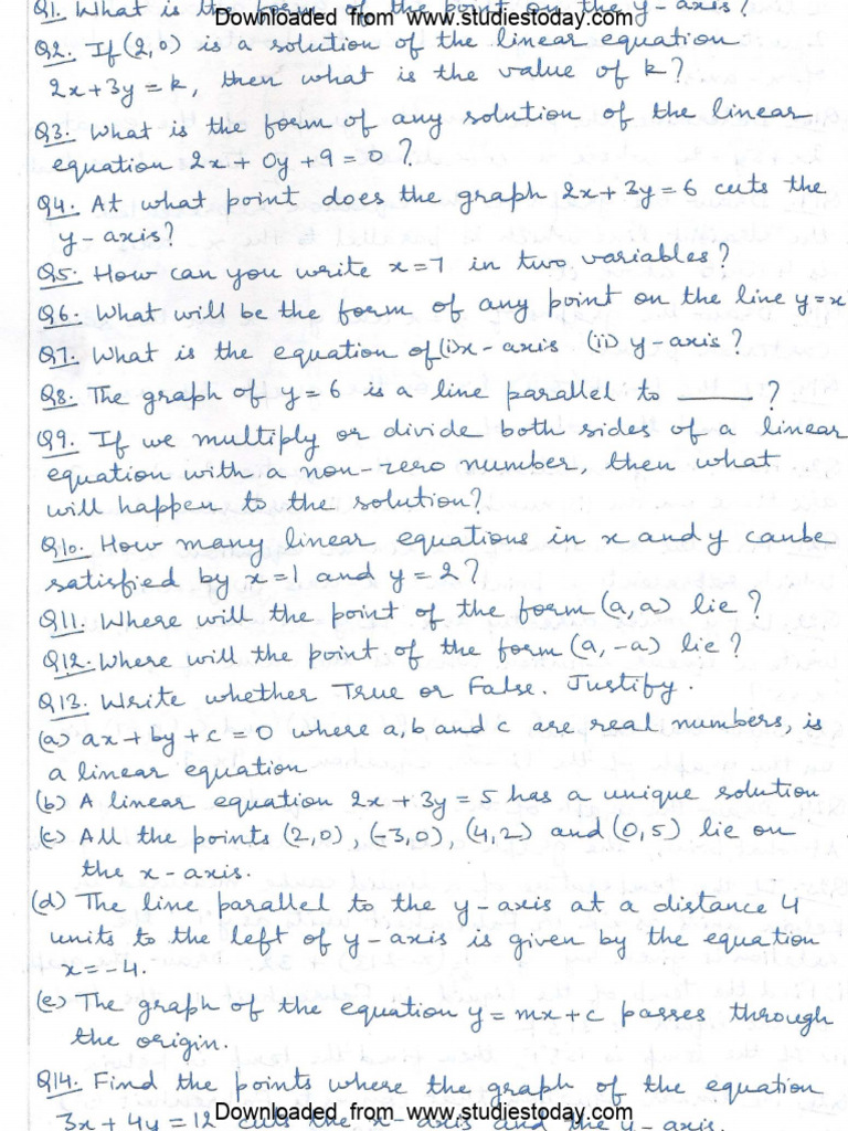 CBSE Class 9 Mathematics Worksheet - Revision Worksheet | PDF