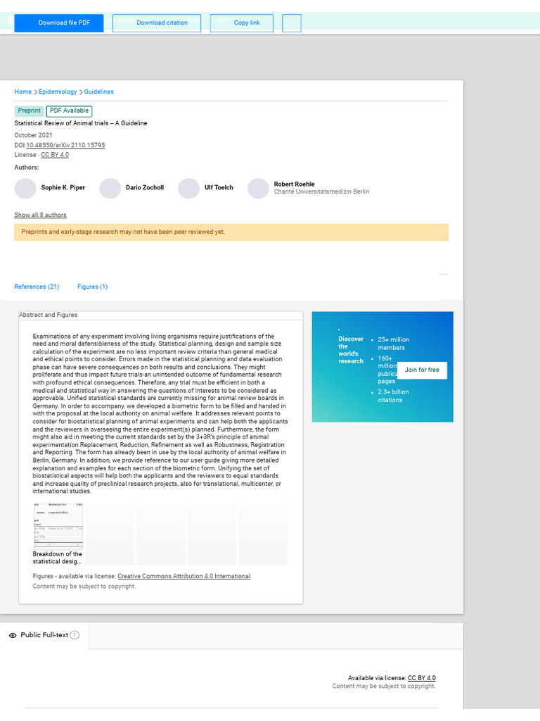 Statistical Review of Animal Trials - A Guideline | PDF | Type I And Type Ii Errors | Effect Size