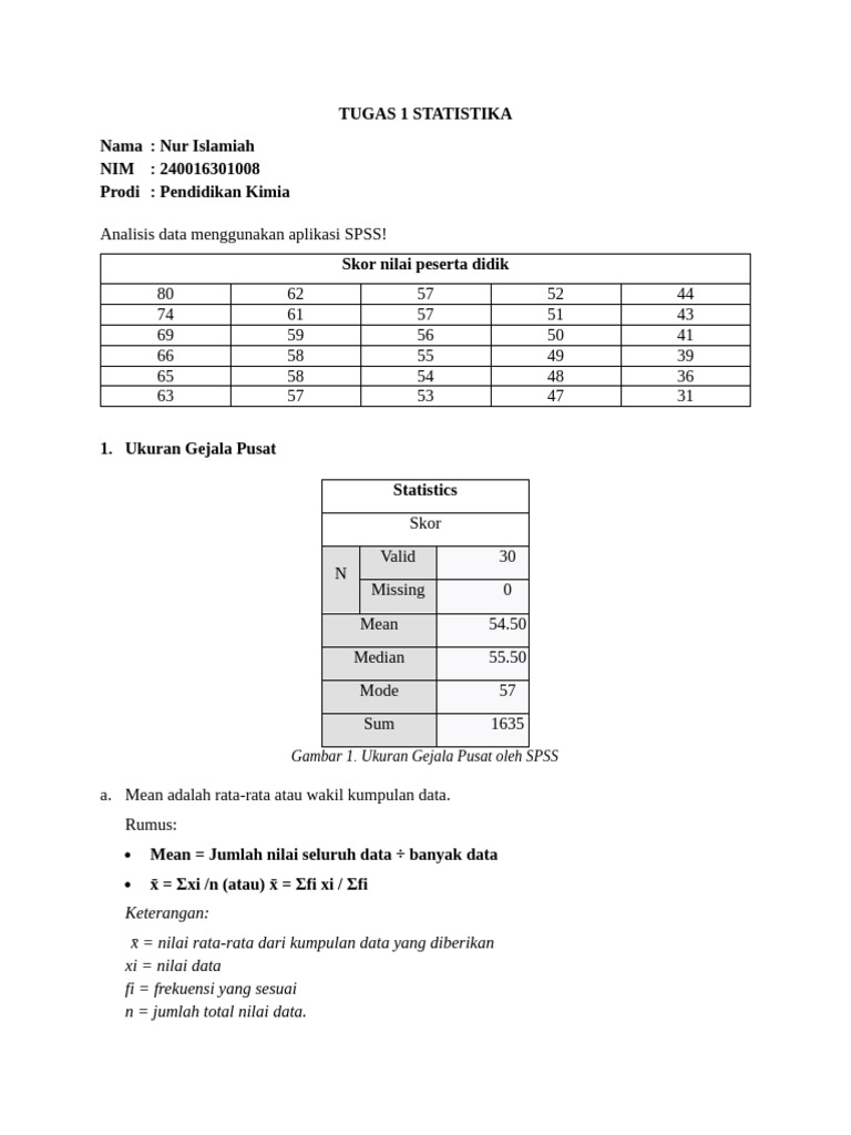 Nur Islamiah_Perbaikan tugas 1 statistika | PDF
