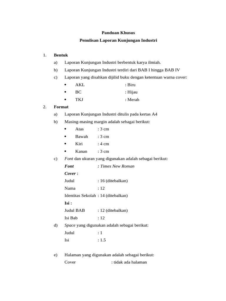 Format Dan Contoh Laporan Kunjungan Industri 1 | PDF