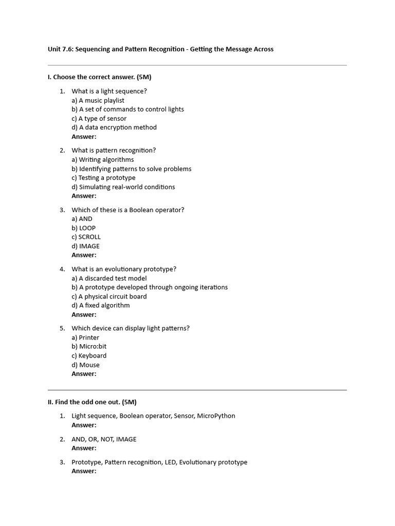 Unit 7.6 - Sequencing and Pattern Recognition - Getting The Message ...