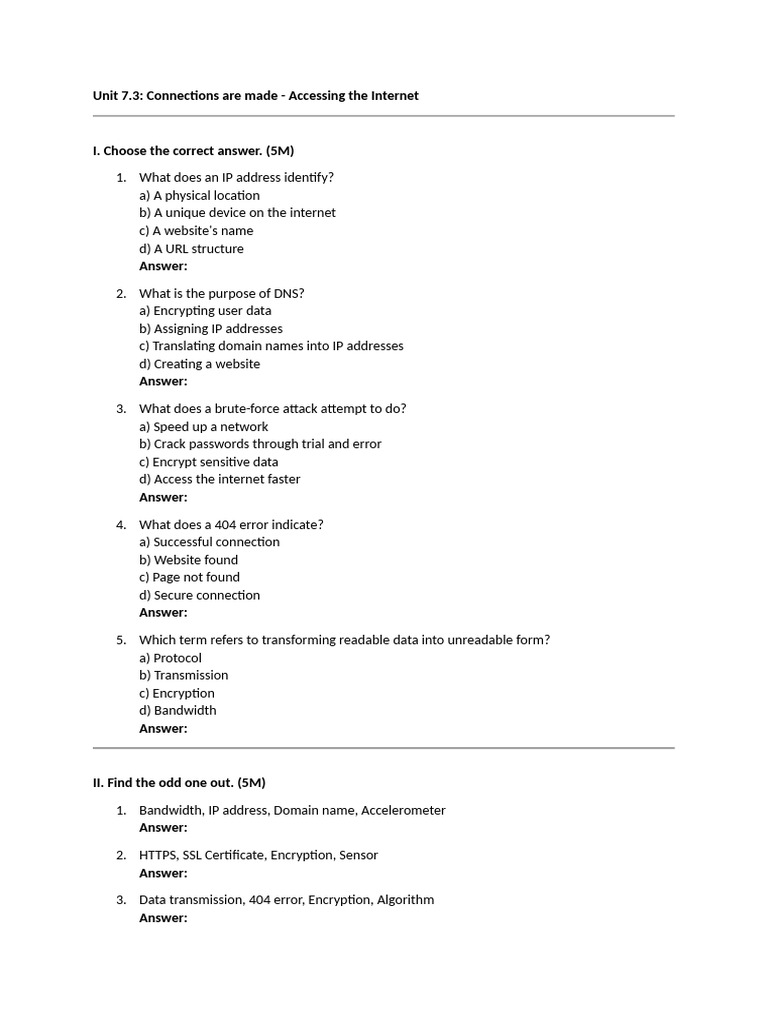 Unit 7.3 - Connections Are Made - Accessing The Internet | PDF | Encryption | Internet