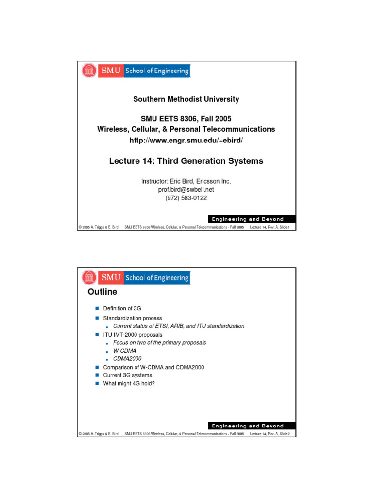 EETS8306 Lecture14 3G 2005 RevA | PDF | 3 G | Lte (Telecommunication)