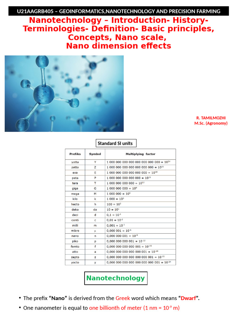 Lec. 11 - Nano Tech - Intro., Principles and Concepts | PDF | Nanotechnology | Nanometre