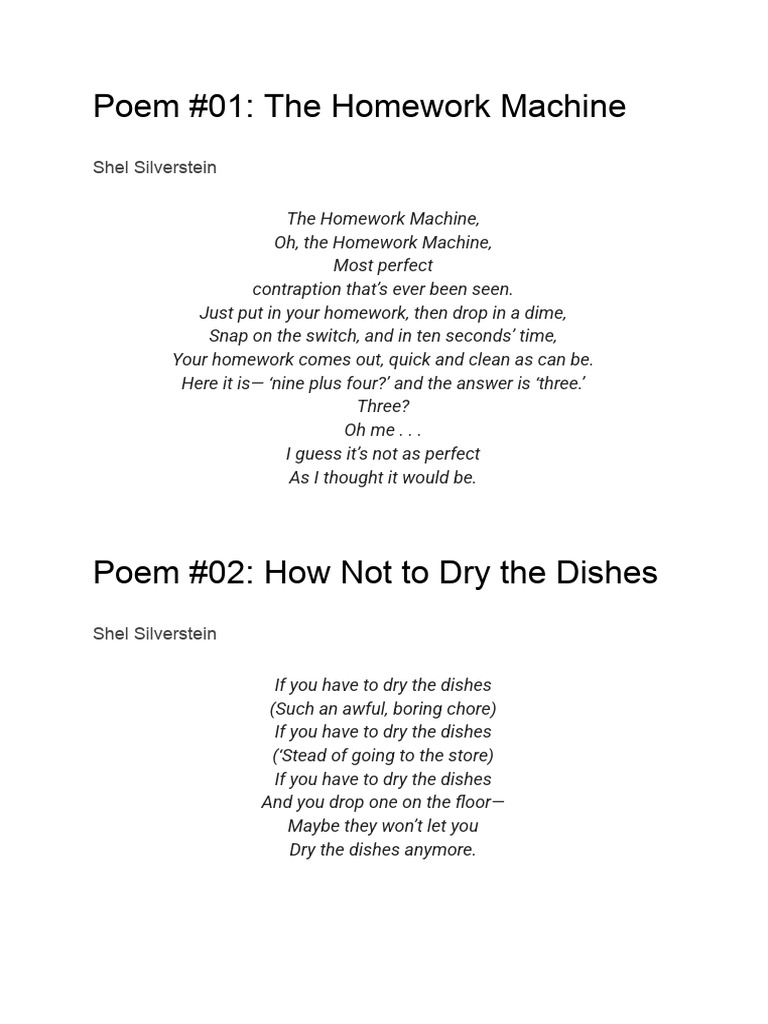 Short Poem Choices | PDF