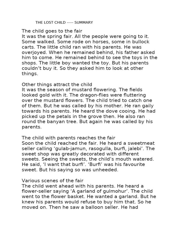 Eng The Lost Child Summary | PDF