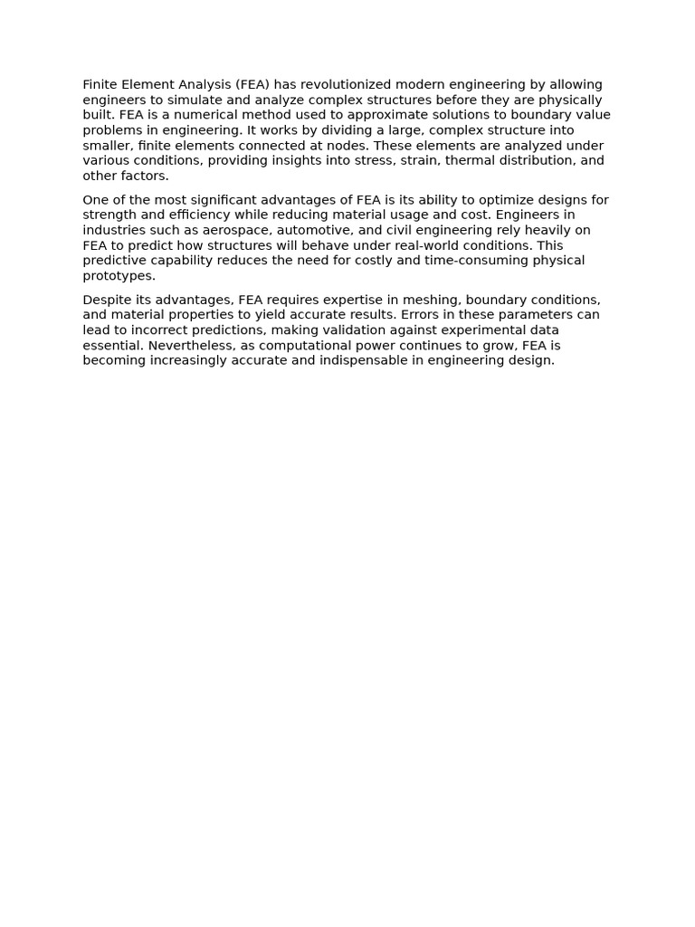The Role of Finite Element Analysis (FEA) in Modern Engineering | PDF
