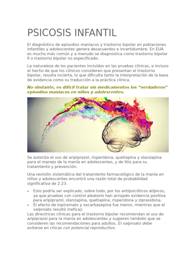 Tratamiento de Psicosis Infantil y Bipolar | PDF