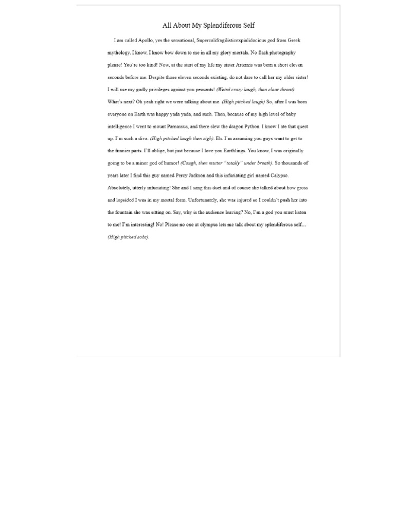 All About My Splendiferous Self | PDF