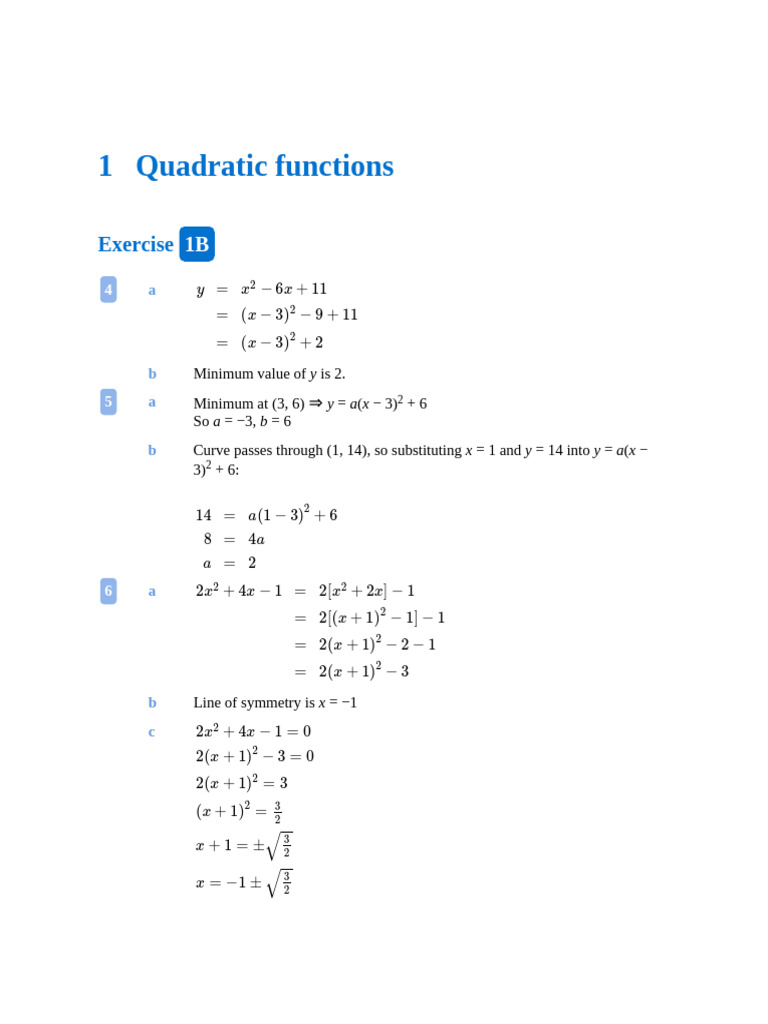 Quadratic Functions Exercises | PDF | Area | Quadratic Equation