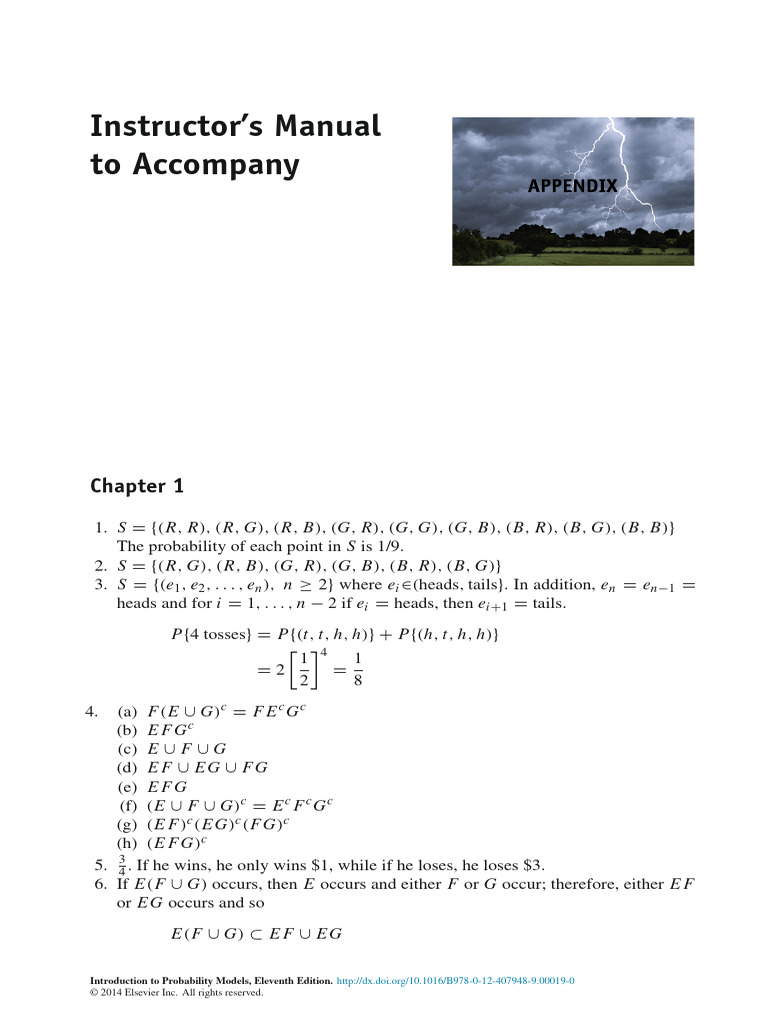 Answers To Problems: Introduction To Probability Models, 11th Edition by Sheldon Ross | PDF ...