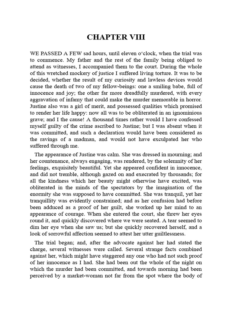 Frankenstein Chap 8 À 11 | PDF | Confession (Religion) | Senses