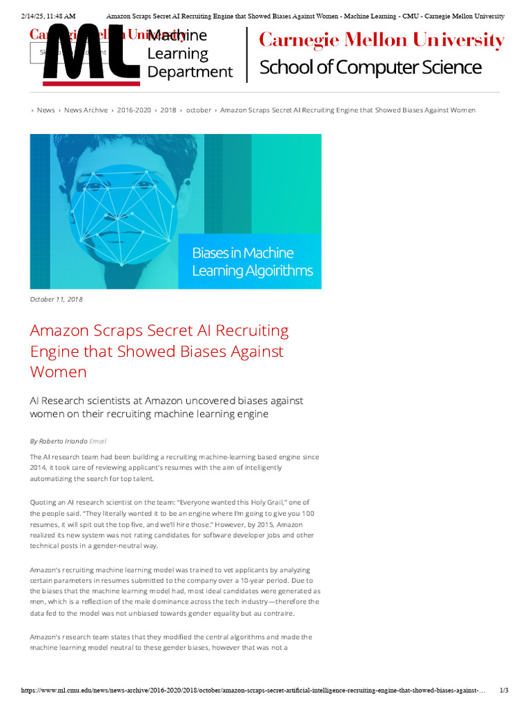 Amazon Scraps Secret Ai Recruiting Engine That Showed Biases Against Women Machine Learning