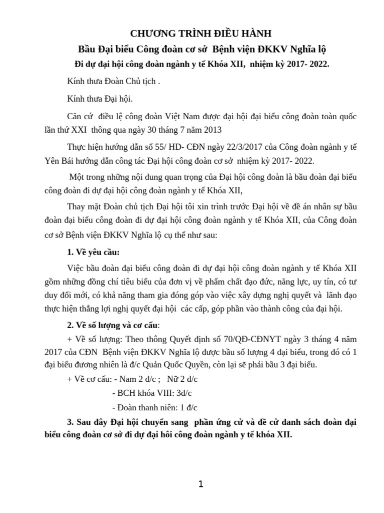Dieu Hanh Bau Doan D I Bieu Di Du Dai Hoi Cap Tren | PDF