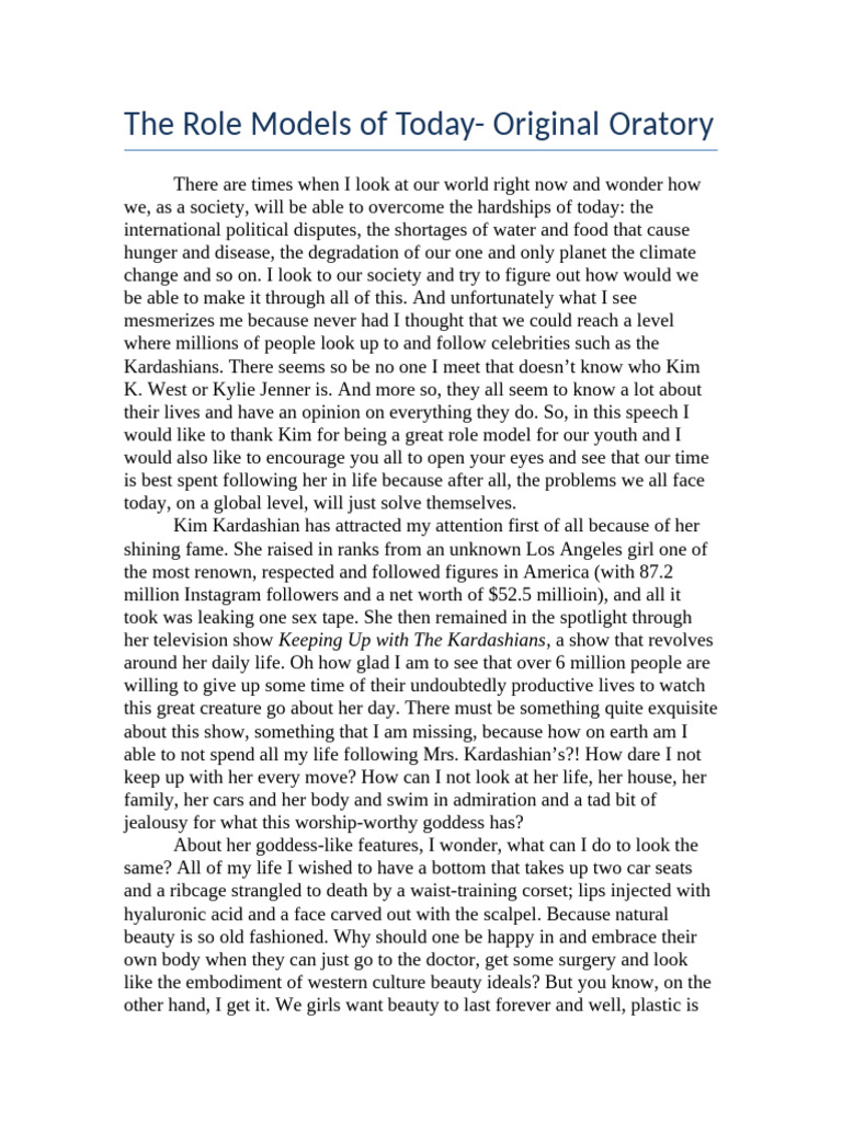 Original Oratory Role Models | PDF