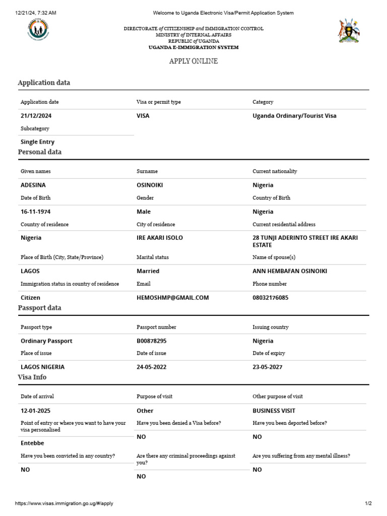 Welcome to Uganda Electronic Visa_Permit Application System | PDF | Travel Visa | Passport