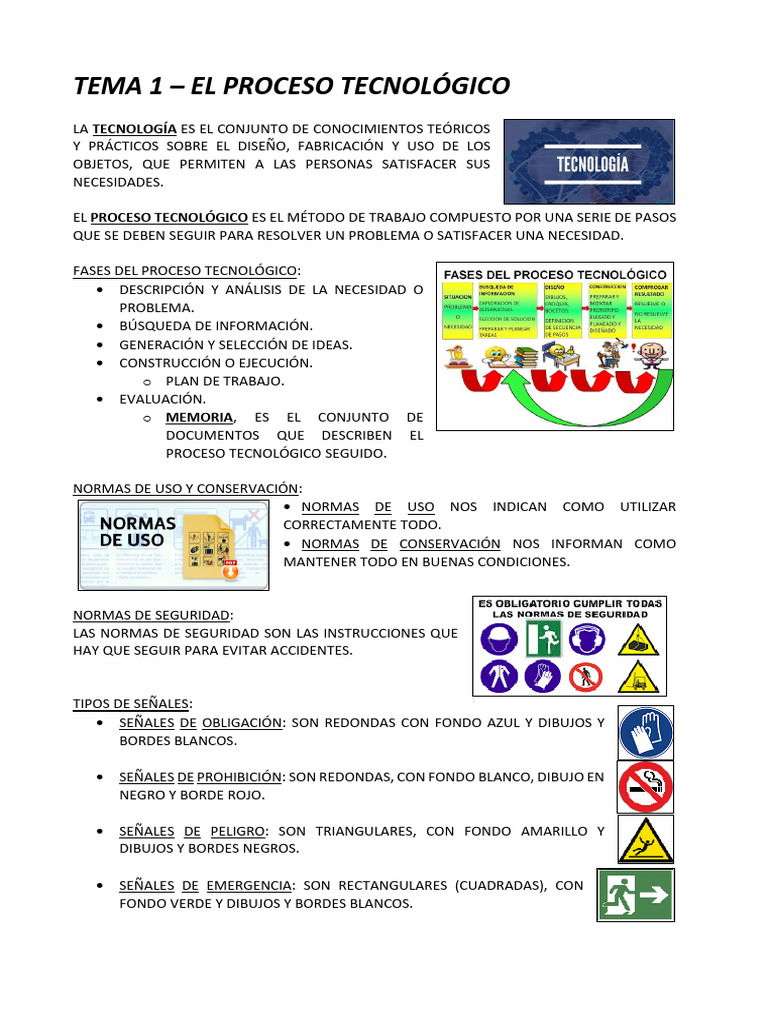 Tema 1. El Proceso Tecnológico | PDF
