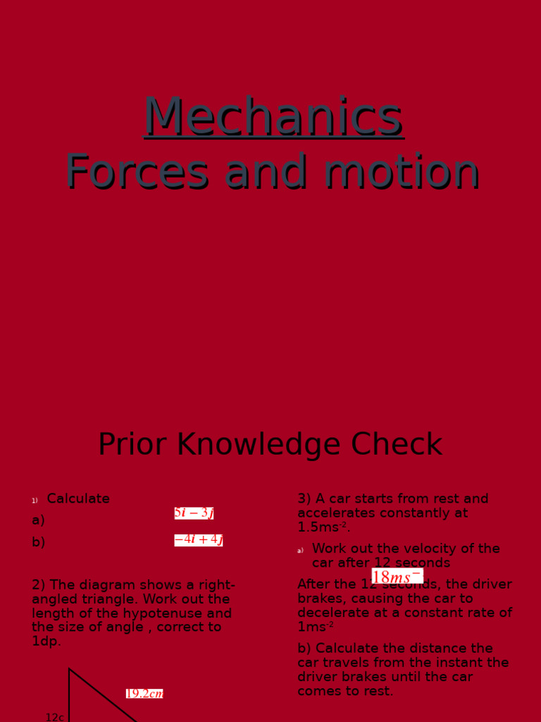 Forces and Motion Mechanics Exercises | PDF | Force | Acceleration