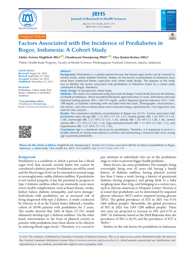 jrhs-7467 | PDF | Prediabetes | Diabetes