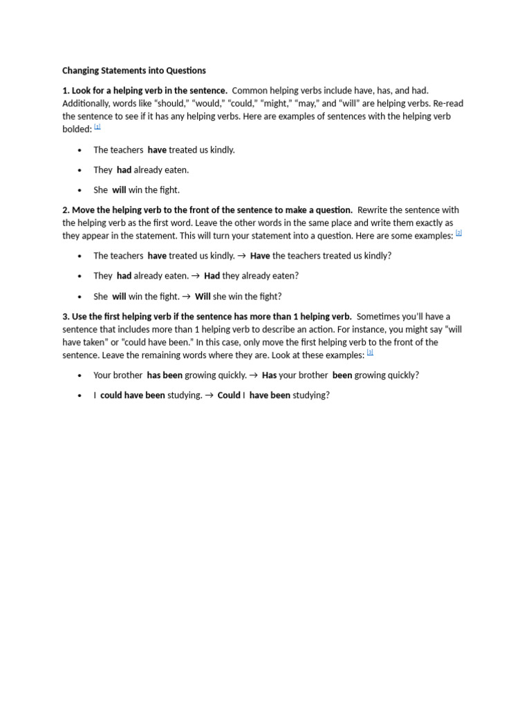 Changing Statements into Questions-lesson | PDF