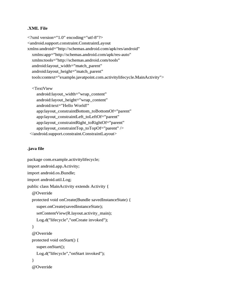Android Activity Lifecycle Example | PDF