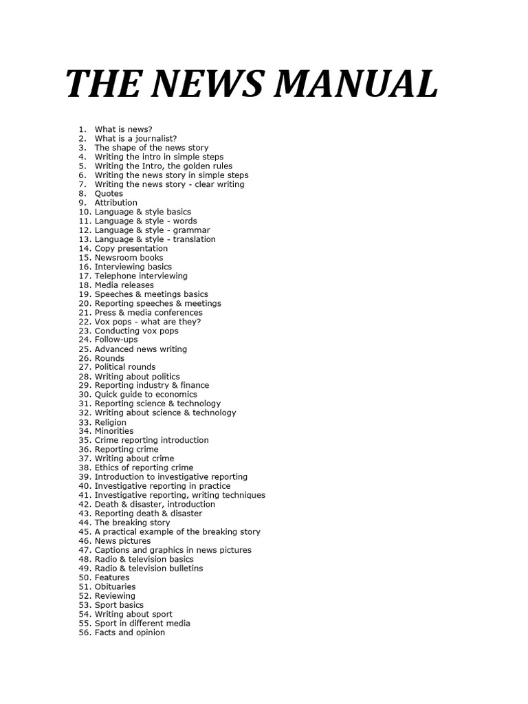 The News Manual | PDF | News | Journalism