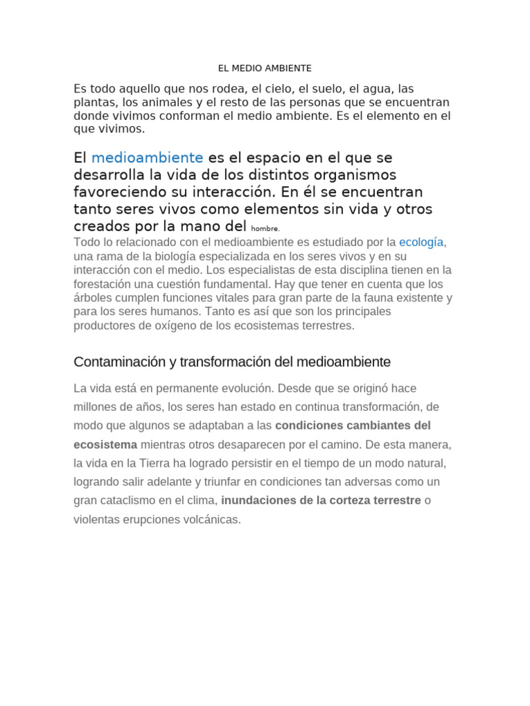 El Medio Ambiente | PDF