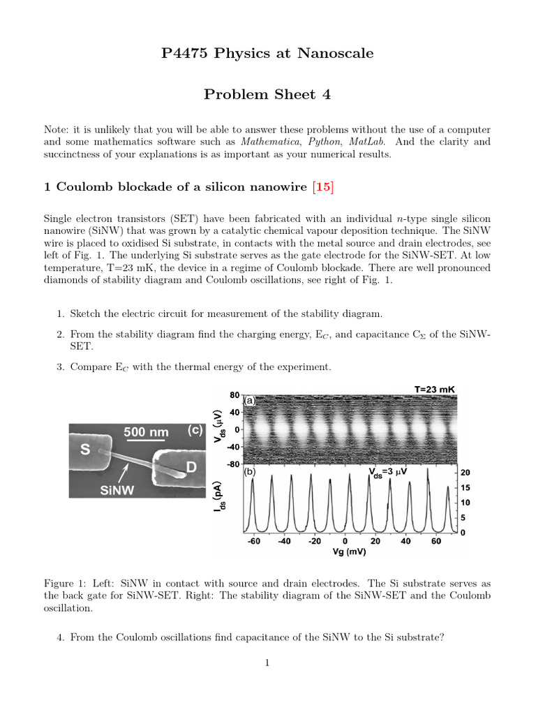 PH4475 Problem Sheet4 2022 | PDF | Field Effect Transistor | Electronics