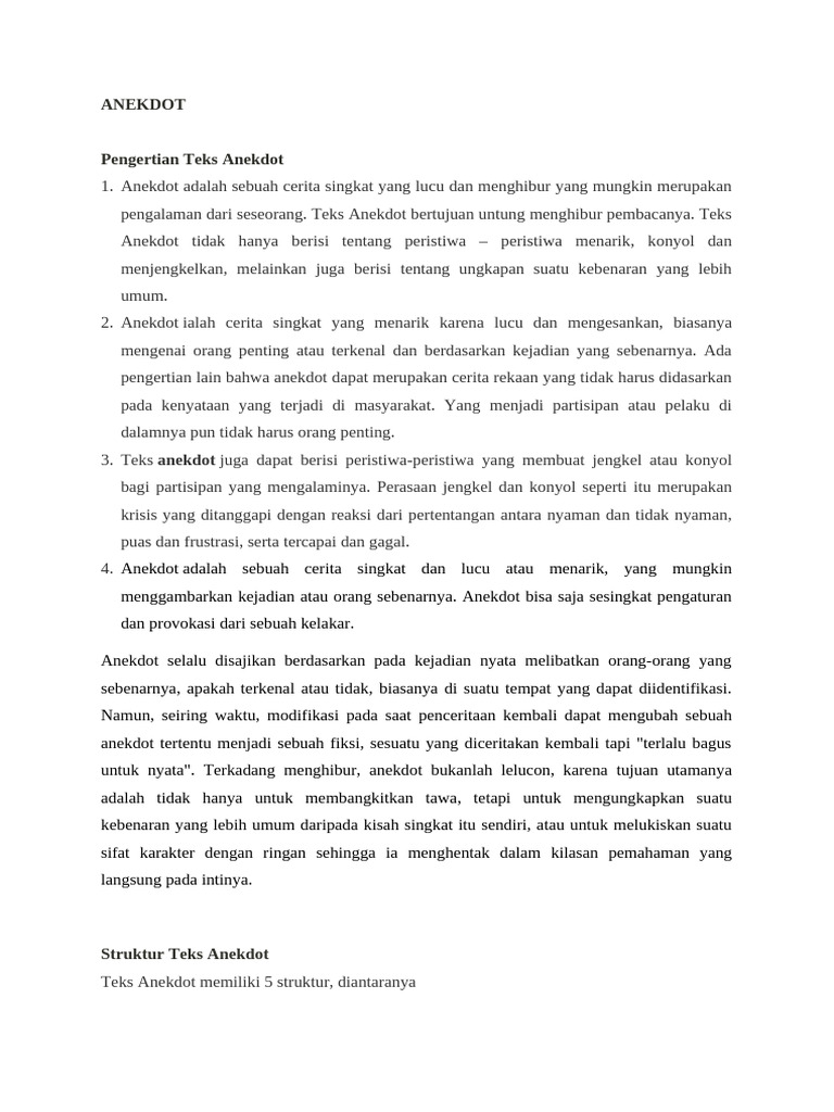 Struktur dan Contoh Teks Anekdot | PDF