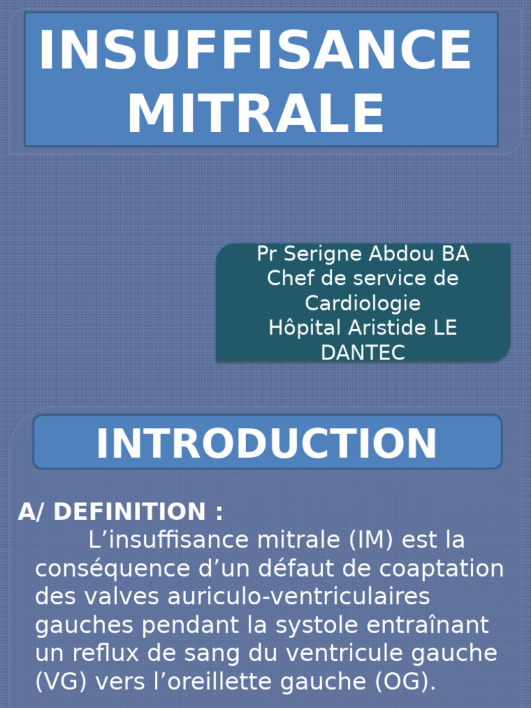 Insuffisance Mitrale | PDF | Cœur | Spécialités médicales