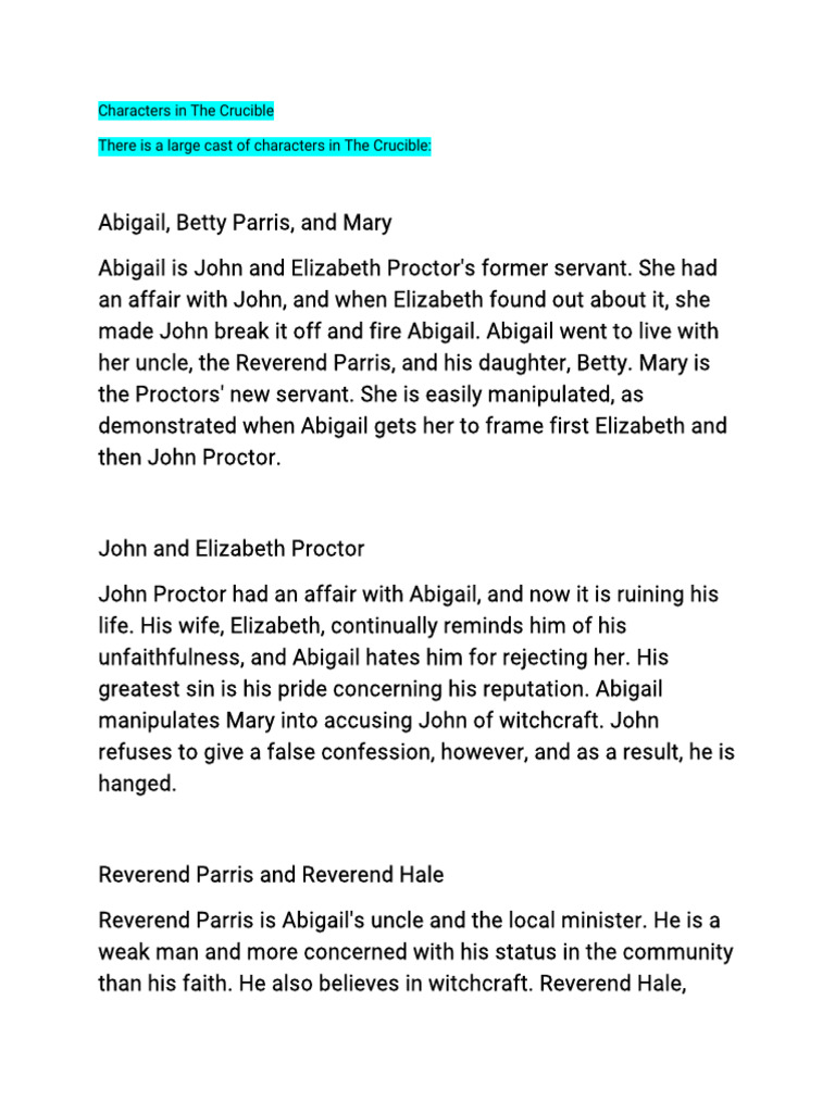 Summary of The Crucible | PDF