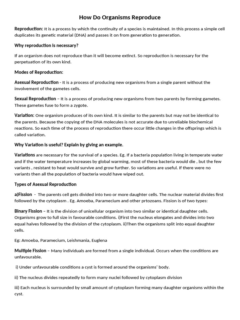 Modes of Organism Reproduction Explained | PDF | Flowers | Fertilisation