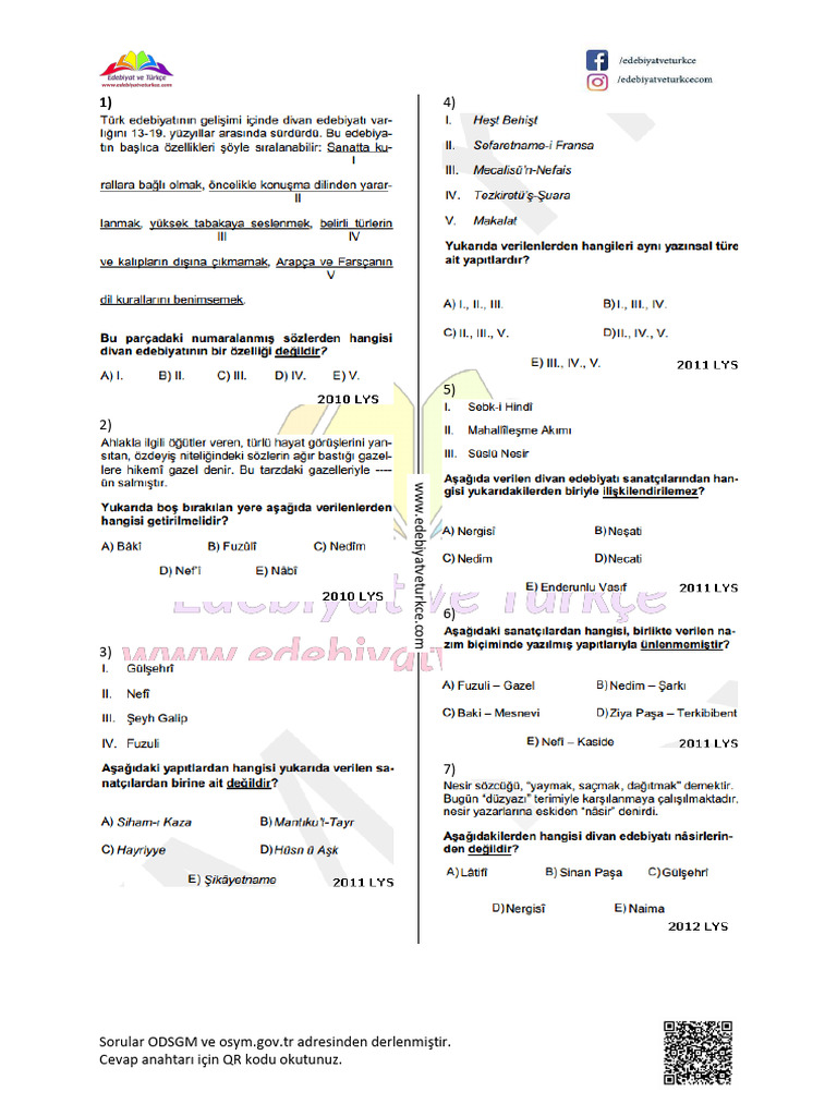 Divan Soru 70 Adet | PDF