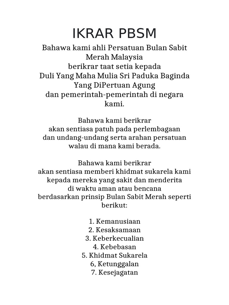 IKRAR PBSM | PDF