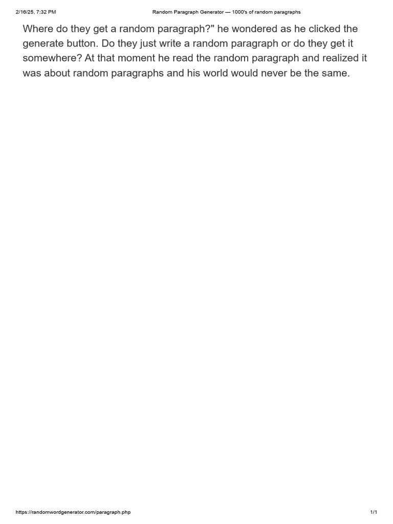 Random Paragraph Generator - 1000's of Random Paragraphs y | PDF