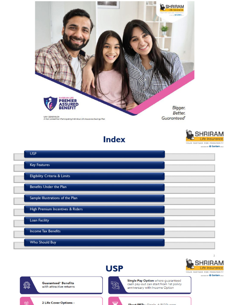 Shriram Life Premier Assured Benefits | PDF | Insurance | Life Insurance