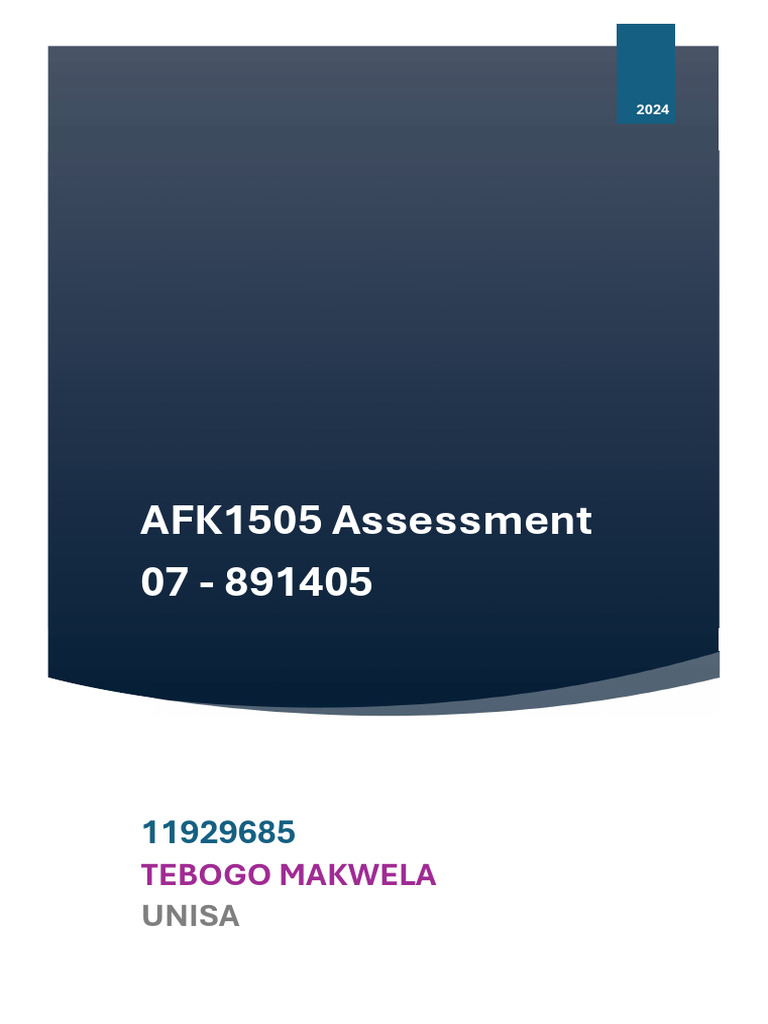 AFK1505 Assessment 07 | PDF