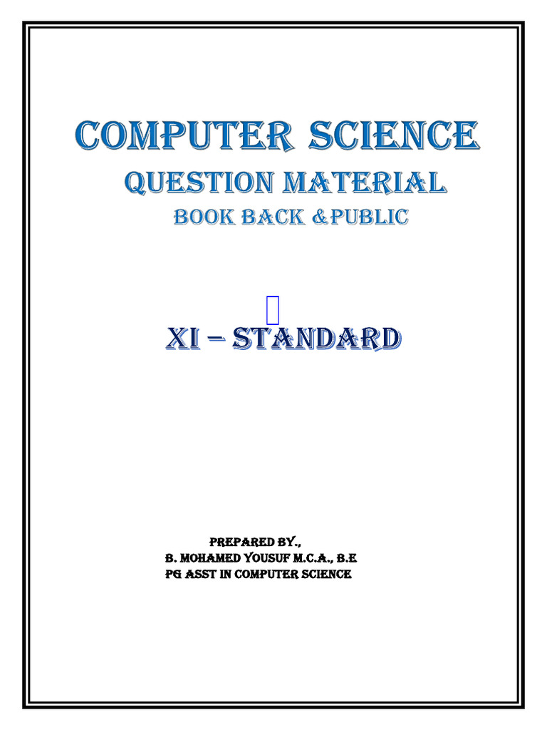 11th Computer Science Book Back Public Questions English Medium PDF ...