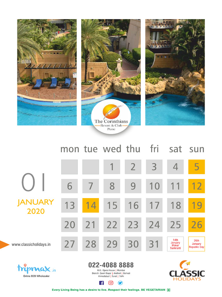 Classic Holidays CALENDER | PDF