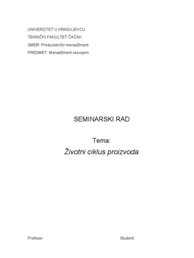 Zivotni Ciklus Proizvoda | PDF