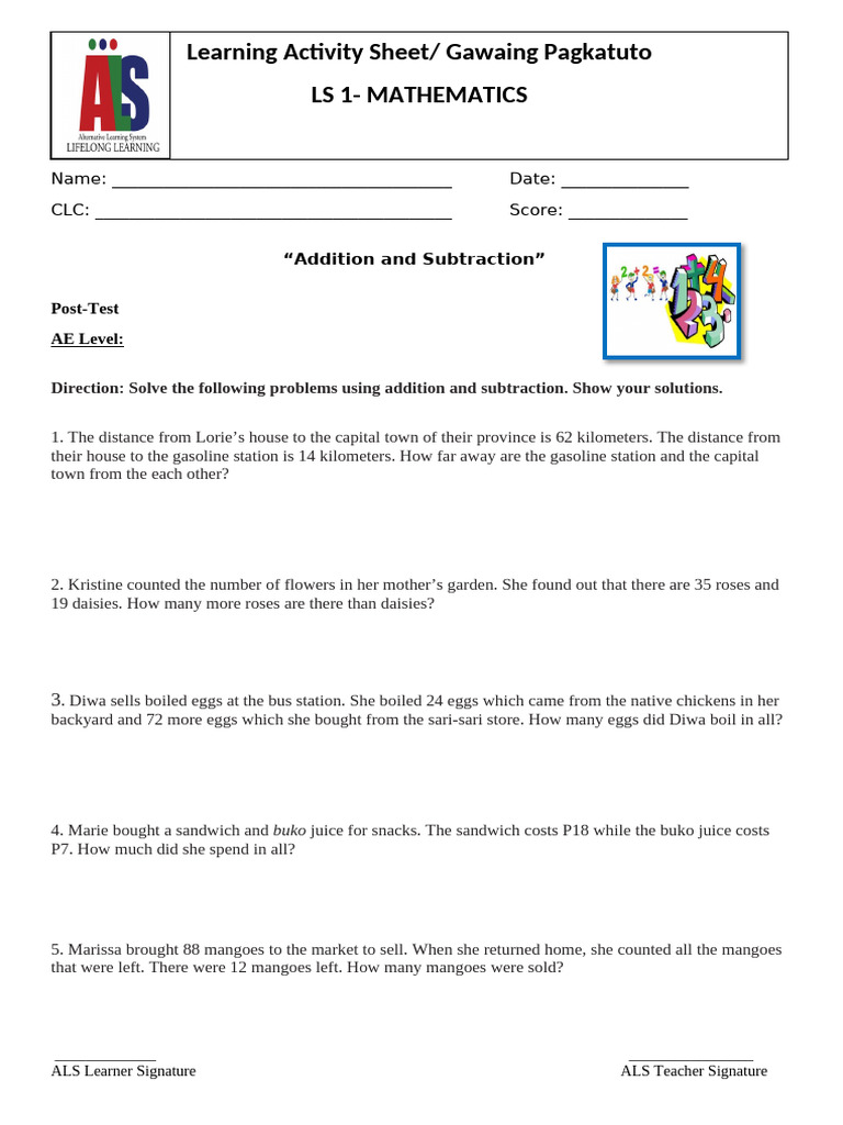 Elem Math Worksheets Week 2 | PDF