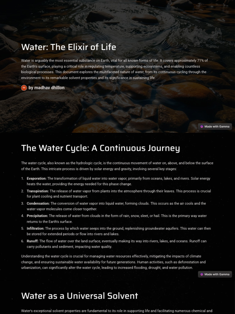 Water: Essential for Life and Ecosystems | PDF | Water | Water Cycle
