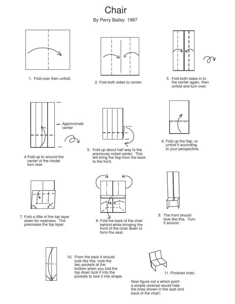 Step-by-Step Origami Chair Instructions | PDF | Home & Garden