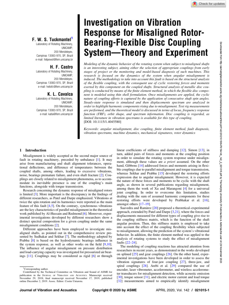 Investigation On Vibration Response For Misaligned Rotor-Bearing-Flexible Disc Coupling System ...