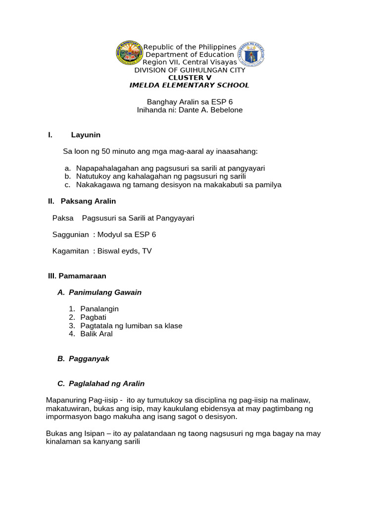 ESP 6 (Week 1) | PDF