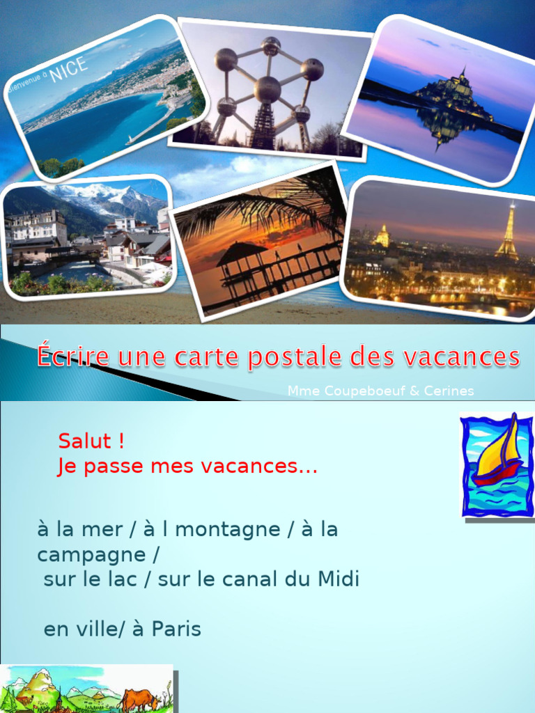 PARLEFRANCAIS - Ecrire Une Carte Postale Des Vacances Liste de ...