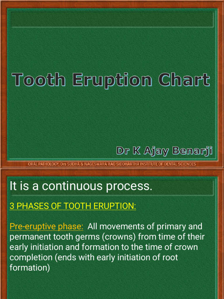 ERUPTION CHART | PDF | Tooth | Dentistry Branches