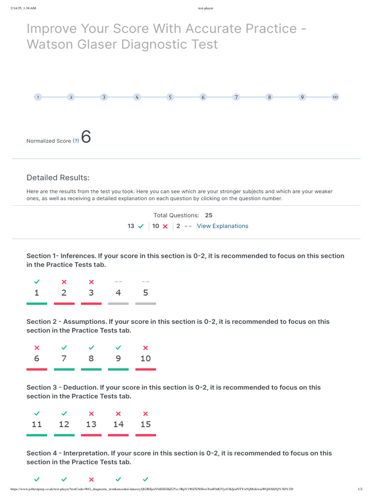 Watson Glaser Test Results & Insights | PDF
