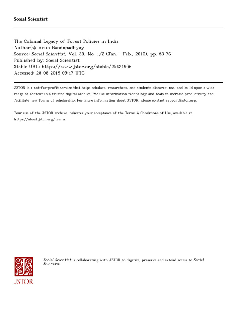Colonial Forest Policies in India | PDF | Natural Resource Management ...