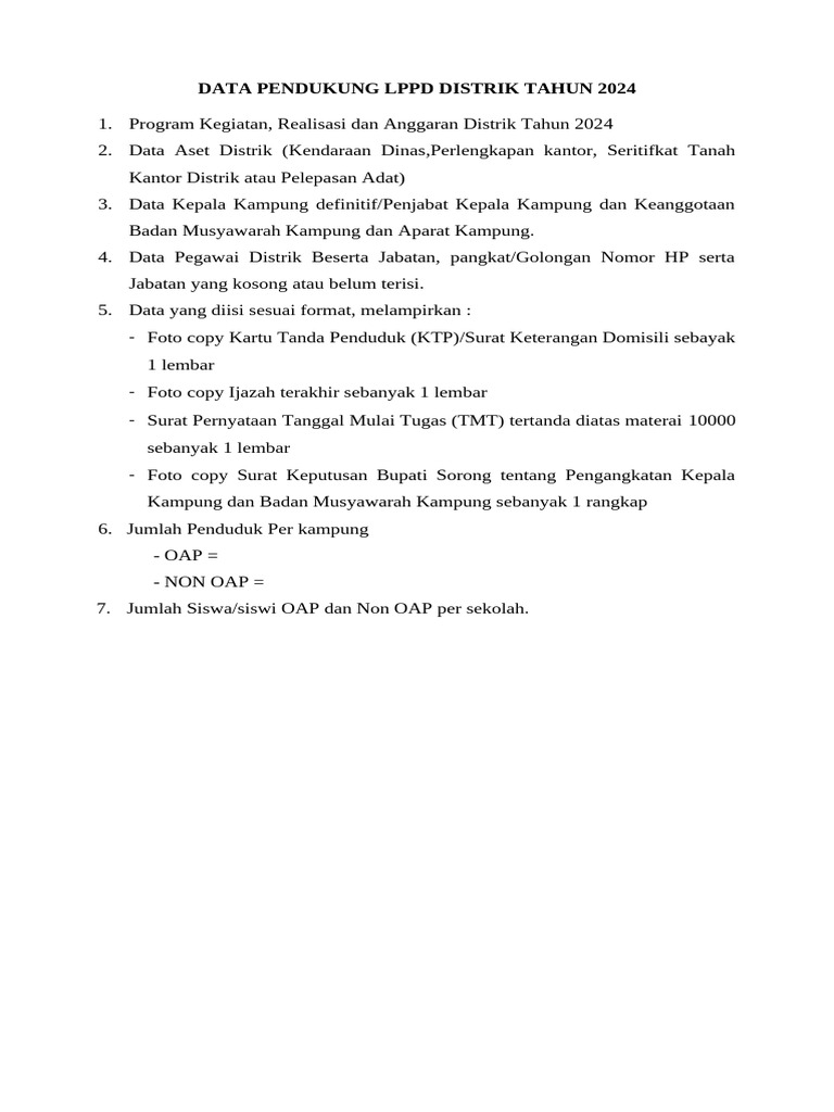 Laporan LPPD Distrik 2024 | PDF